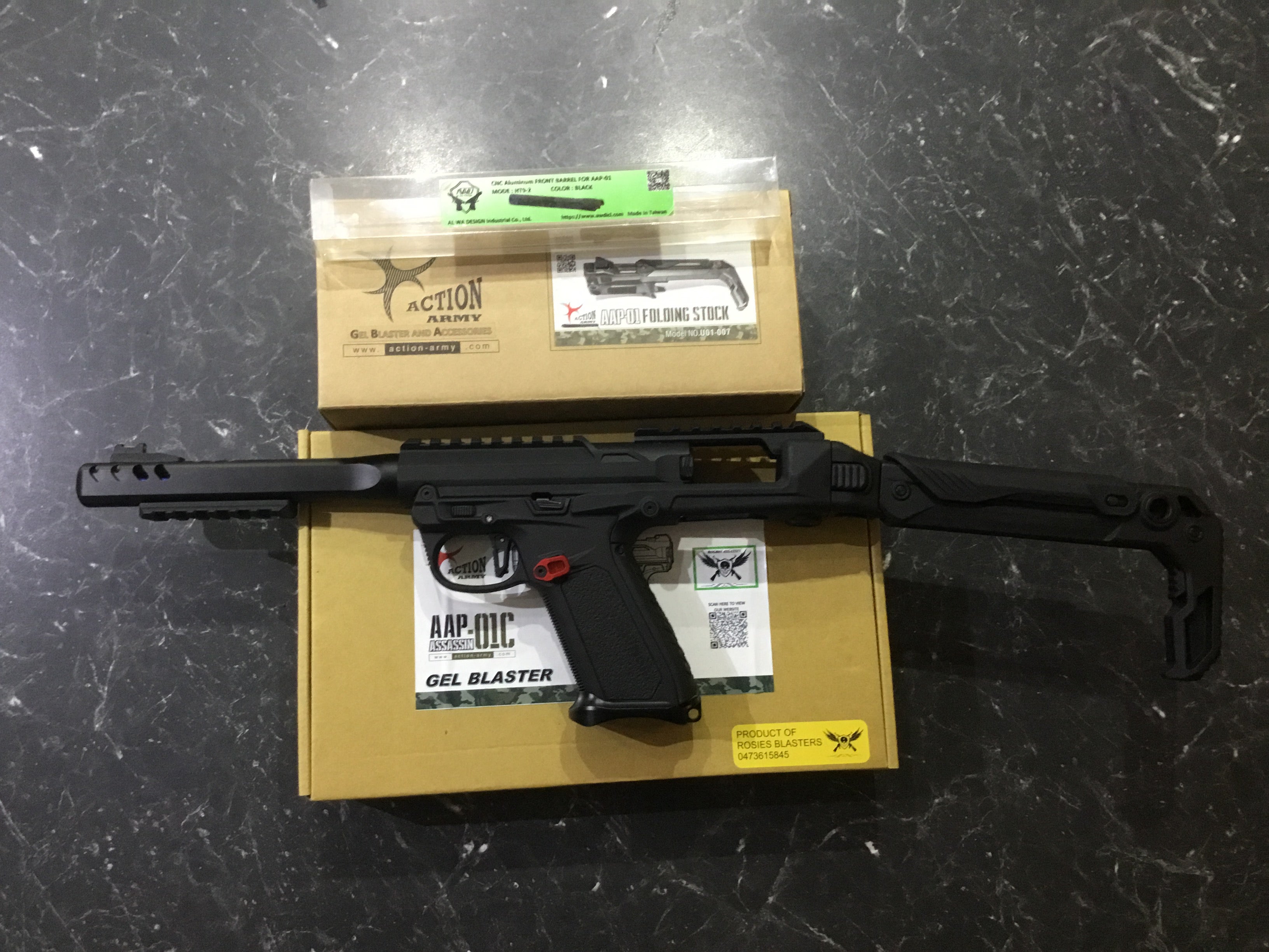 AAp01c gel blaster long barrel with action army folding buttstock adju ...